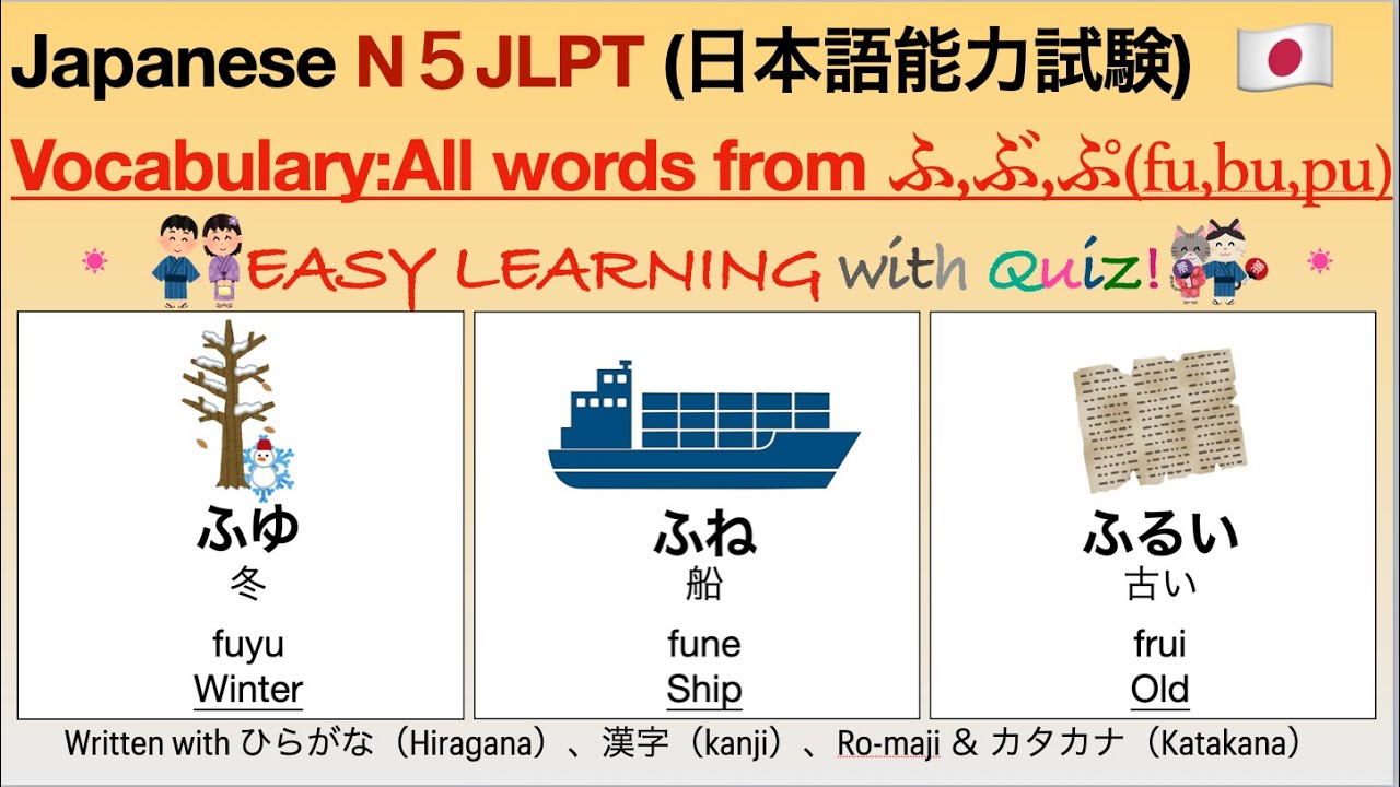 N5 JLPT 語彙 Vocabulary with quiz : Learn easy 20Japanese words, starts ...