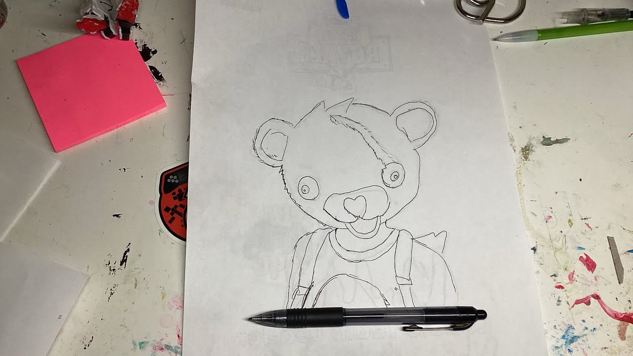 How to draw the Cuddle team leader from Fortnight - YouTube