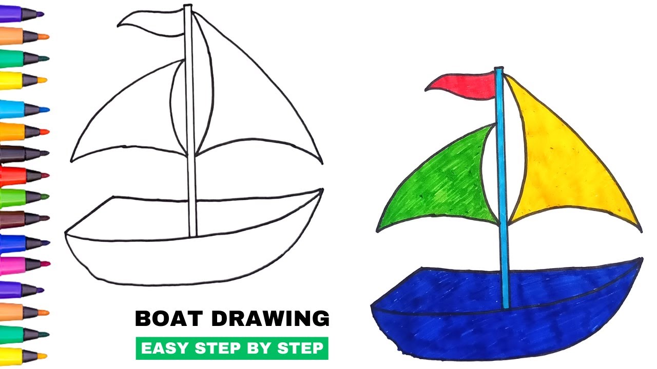 How to draw boat easy – boat drawing easy step by step– boat drawing ...