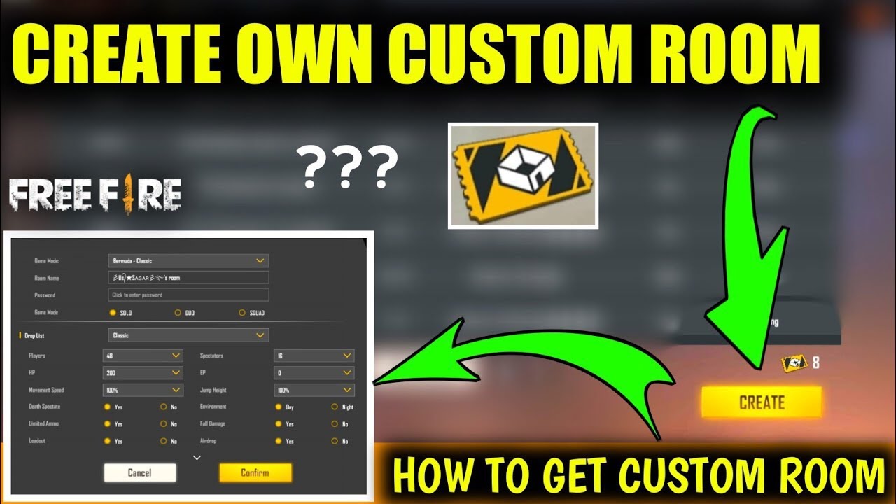 How to create custom room in free fire - YouTube