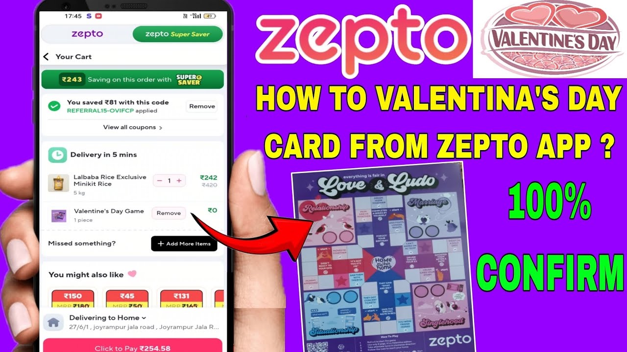 Zepto free Valentine's day game from zepto app | Free valentine's day ...