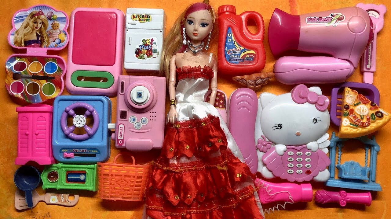Miniature kitchen cooking food toy || barbie doll kitchen cooking food ...