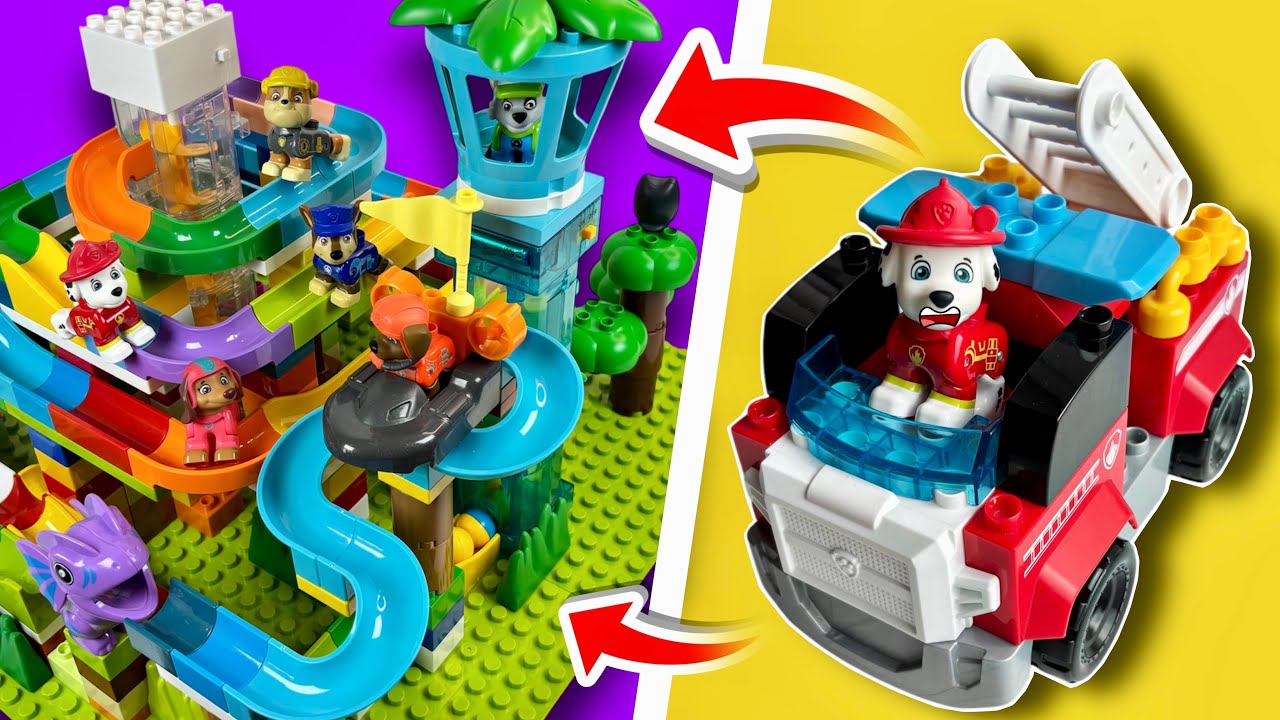 Lego duplo world and Paw patrol 🐶 Satisfying Building Blocks Marble Run ...