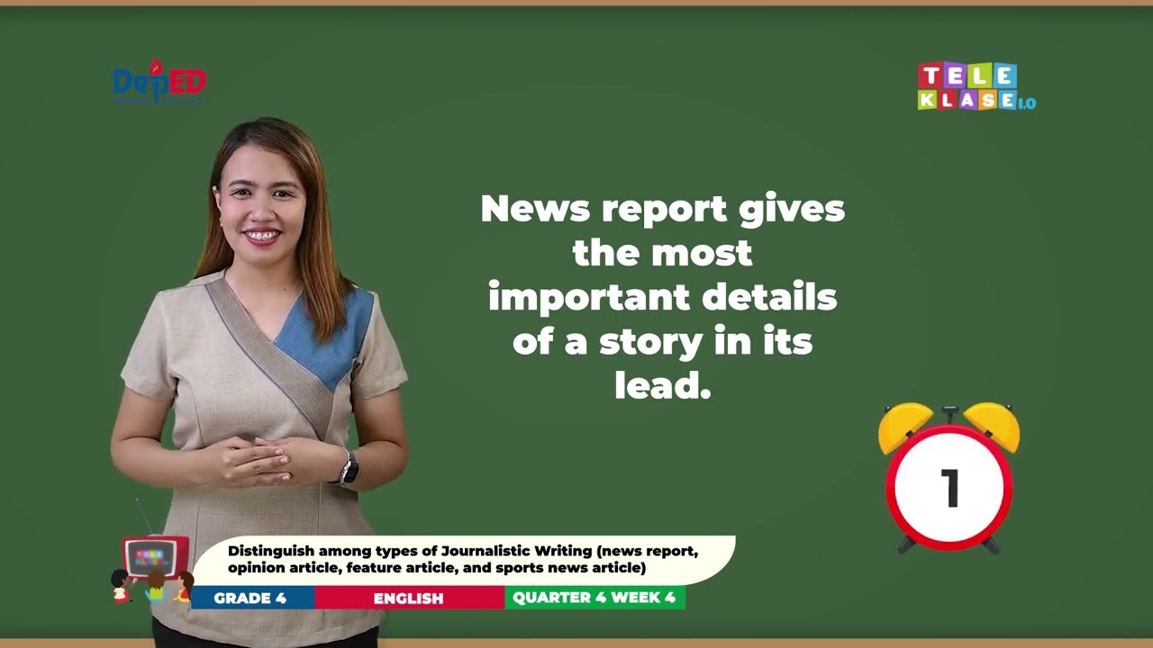 Grade 4 Q4 W4 Distinguish among Types of Journalistic Writing - YouTube