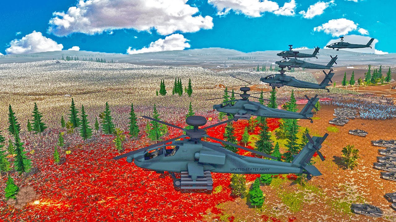 Apache Helicopter & Jedi knights force VS 30,000 GIANT & 4.6 million ...