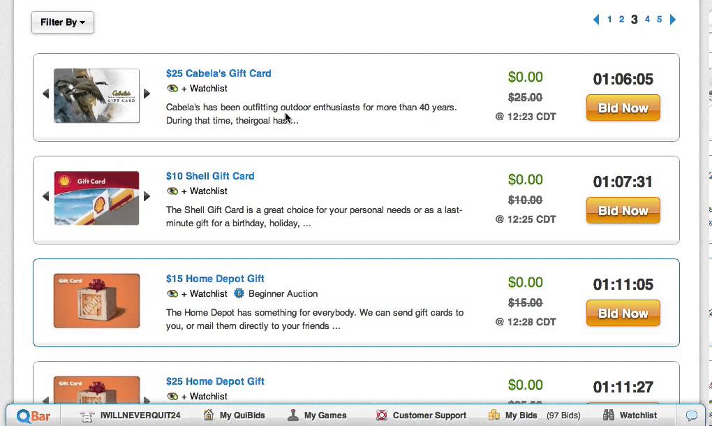 GUARANTEED Winning Strategy for QUIBIDS!! 85$ in gift cards for only 60 ...