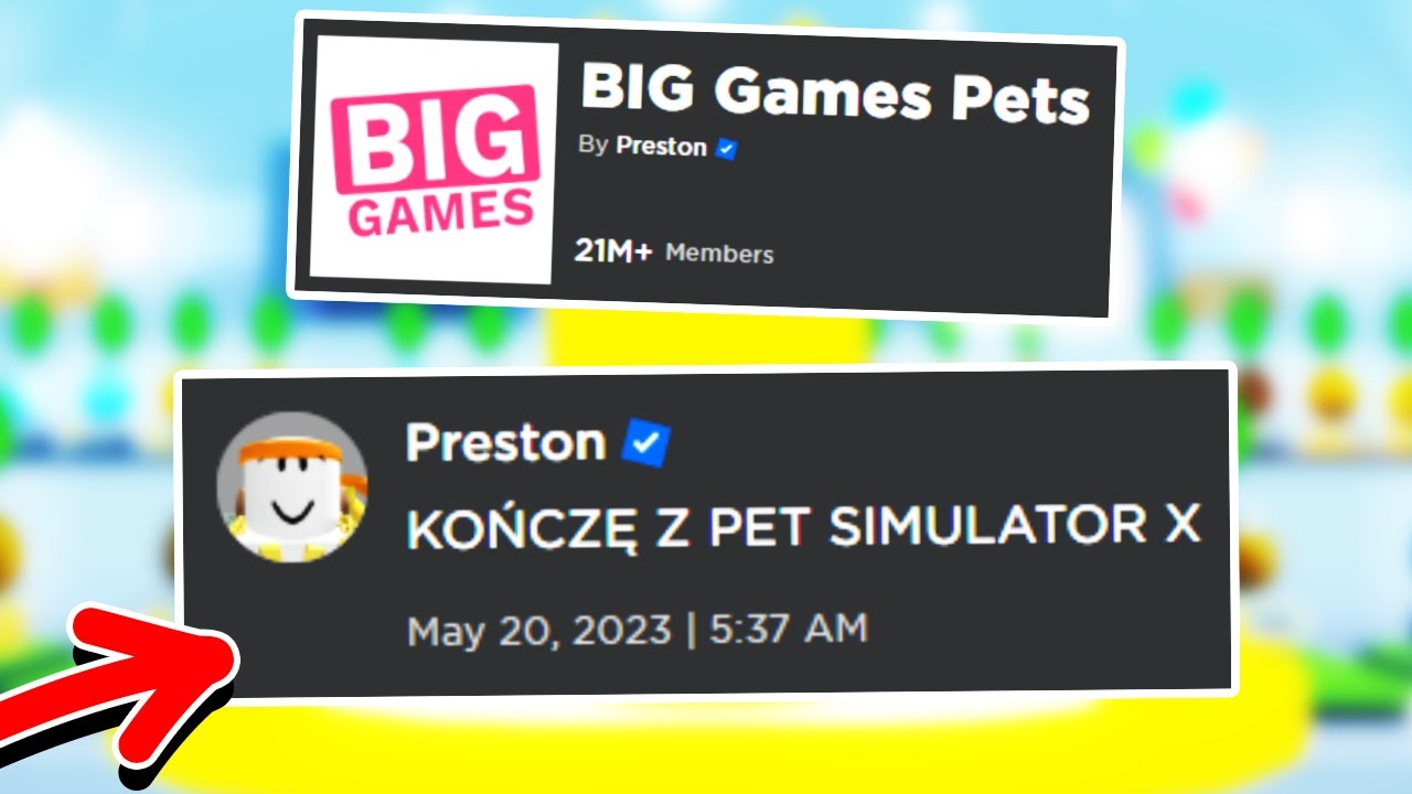 PRESTON KOŃCZY Z PET SIMULATOR X (Roblox) - YouTube