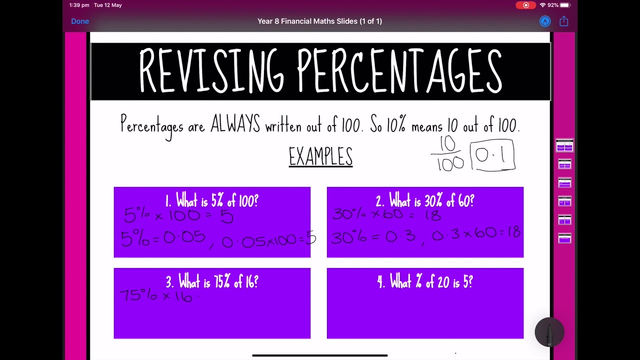 Percentages Revision - YouTube