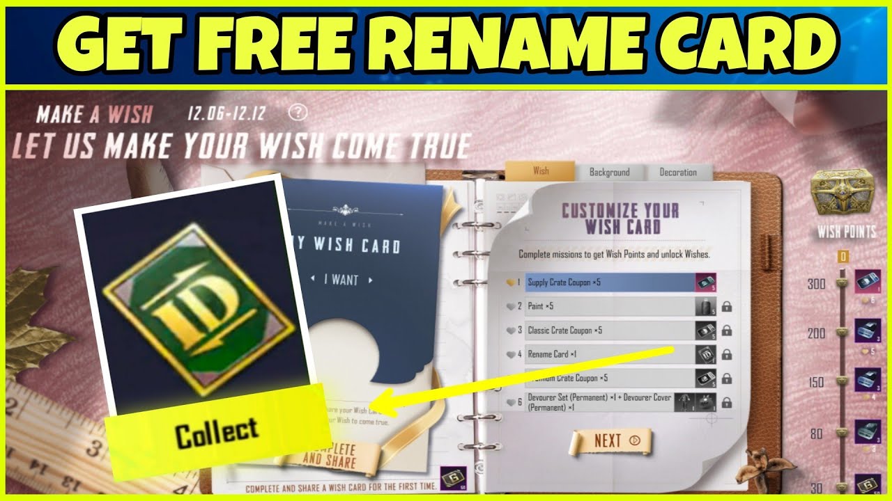 GET FREE RENAME CARD😍 IN PUBG MOBILE || MAKE A WISH NEW EVENT🔥 - YouTube