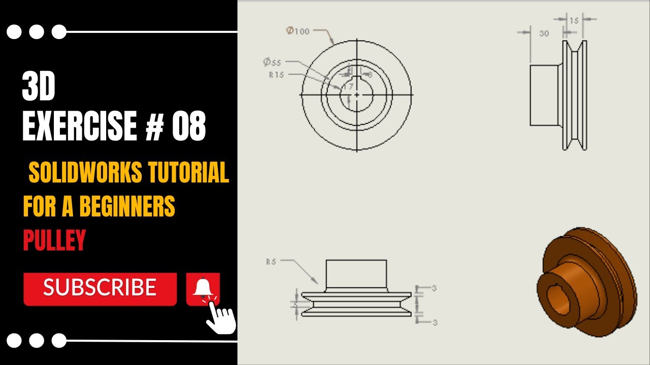 Exercise # 08 Simple 3D Pulley | Learn Solidworks - YouTube