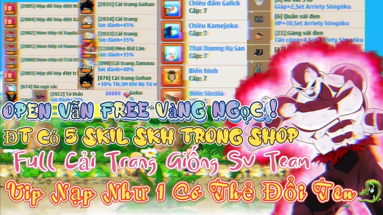 NRO LẬU 🐲| Open Vẫn Free Vàng Ngọc, Đệ 5Skill Có Ts SkH Full Cải Trang ...