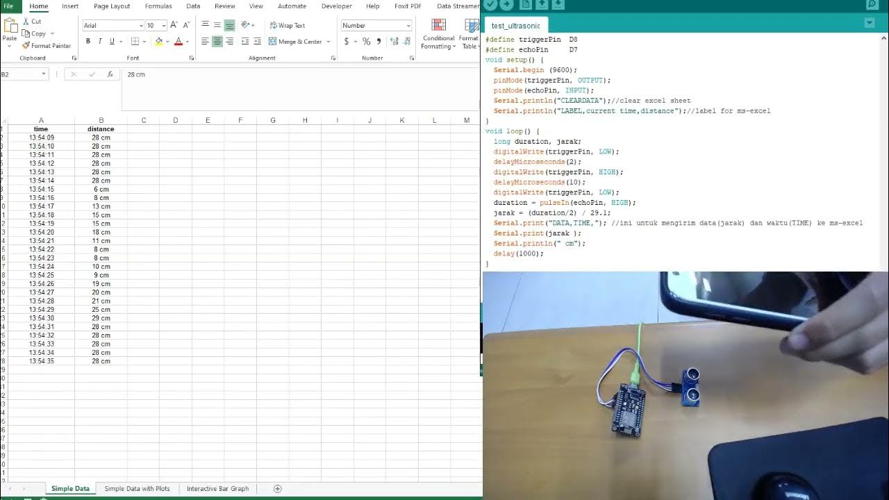 Kirim Data Sensor Ultrasonic Dari ESP8266 ke Microsoft Excel Menggunakan PLX-DAQ - YouTube