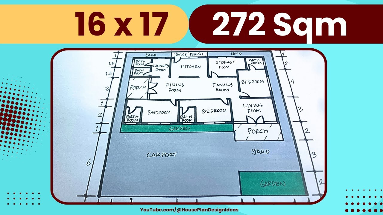 272 square meter House Plan Design 16x17 meters 3 Bedroom - YouTube