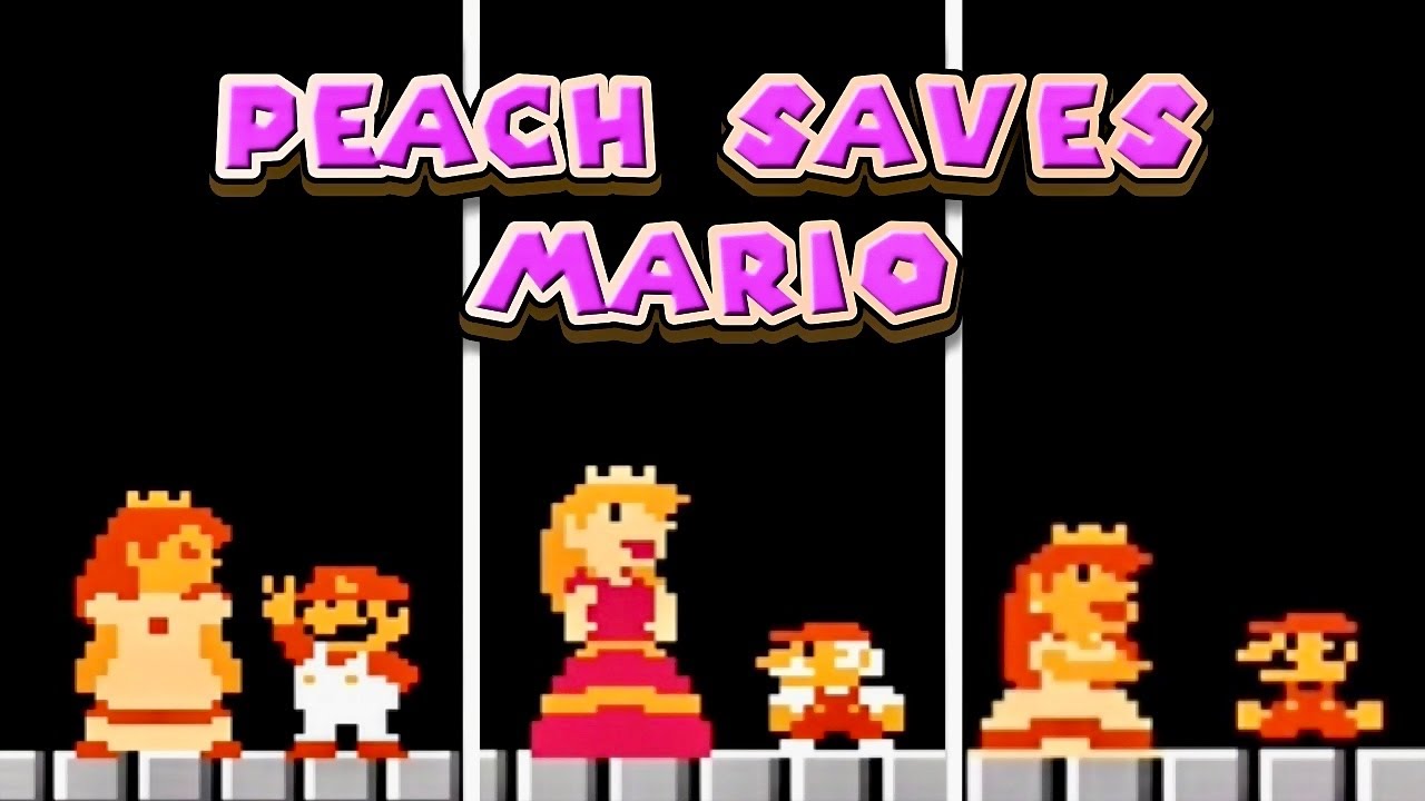 Peach Saves Mario in Super Mario Bros. 1 NES Hacks - YouTube