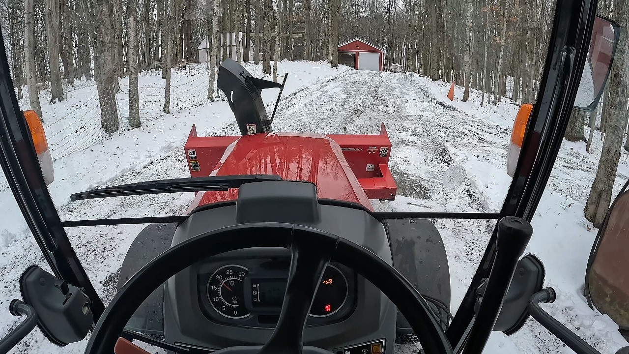Plowing Snow with Massey Ferguson Tractor - YouTube