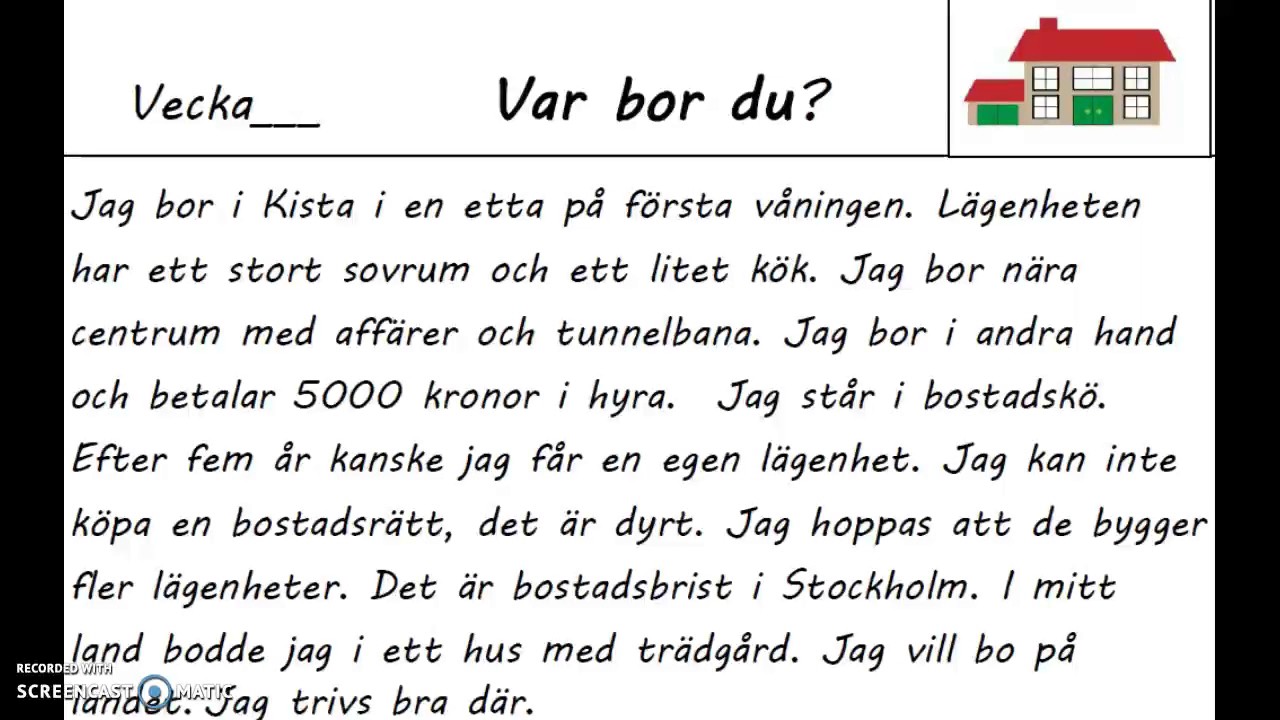 Tema bostad - läsa text /svara på frågor - YouTube
