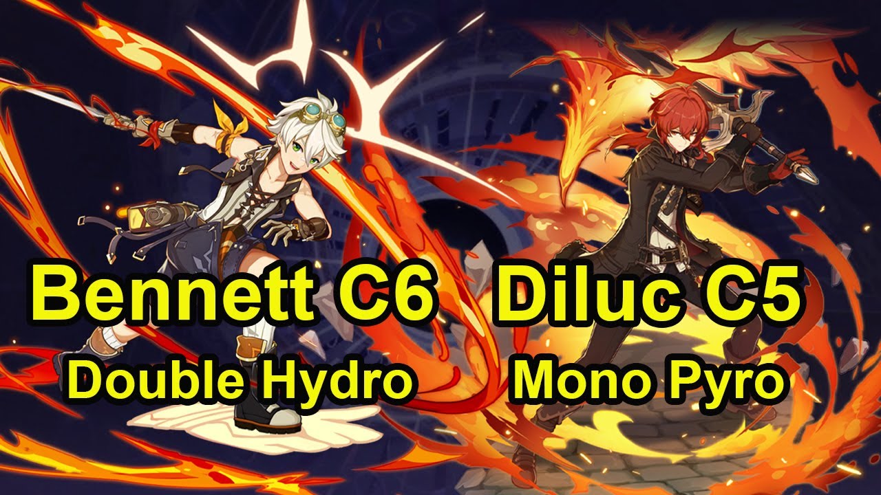 Bennett C6 Mistsplitter & Diluc C5 Wolf's Gravestone spiral abyss floor ...