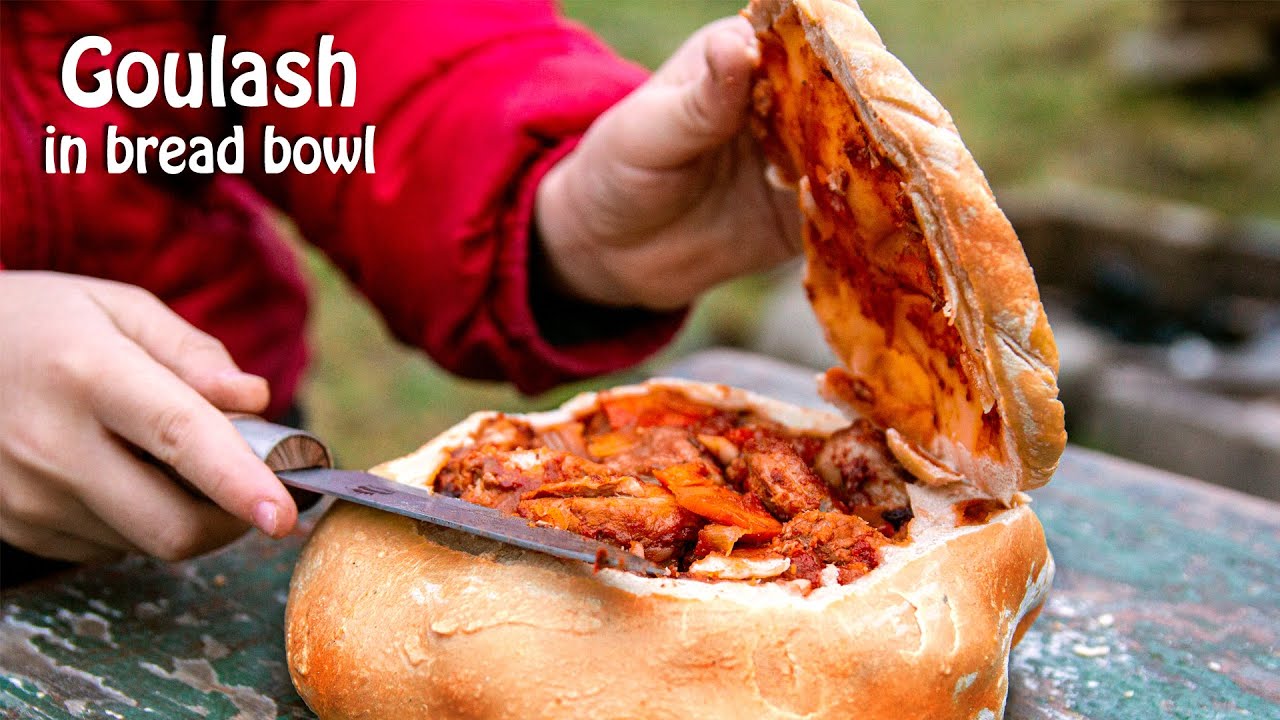 Goulash in Bread Bowl: Unique Way of Cooking - YouTube
