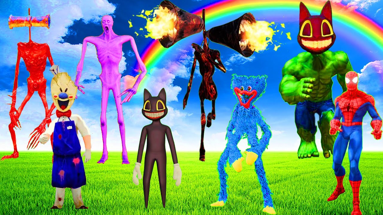 Siren head Fire SCP 096 Huggy Wuggy Cartoon Cat Spider man Meat Head ...