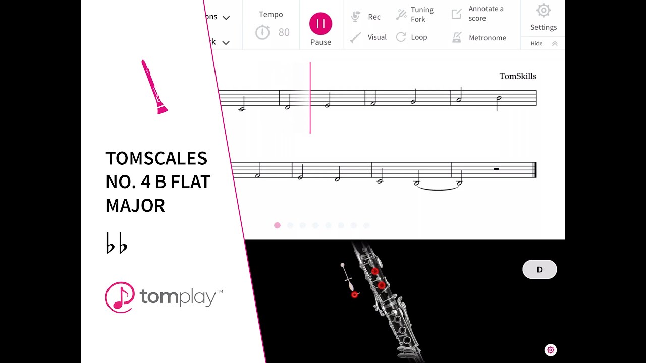 B flat Major Clarinet Scale (Sheet Music and Backing Tracks) 🎶 - YouTube