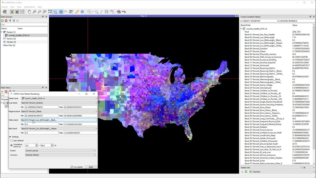 CMYK Color Raster Renderer in EnMAP-Box v3.11 - YouTube