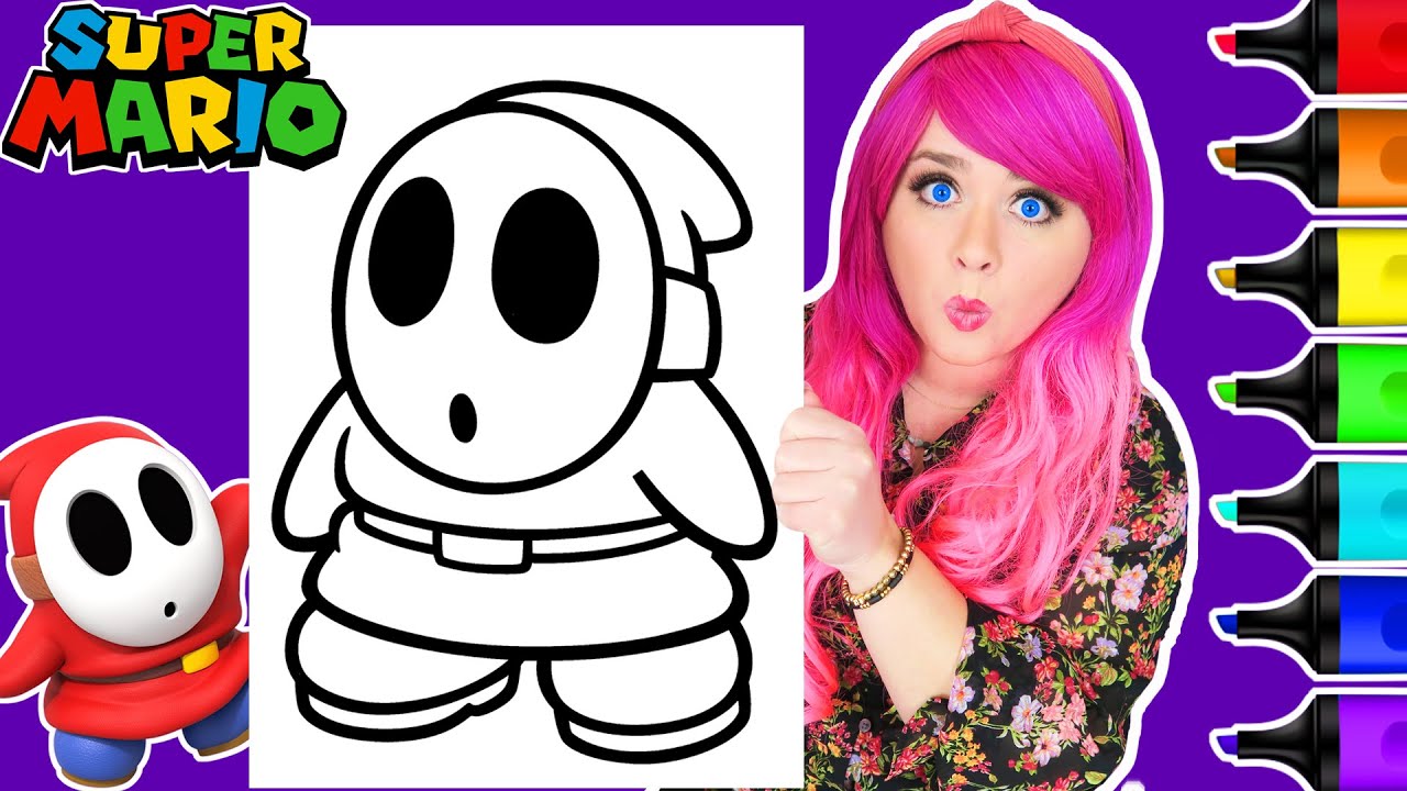 Coloring Shy Guy Super Mario Bros. Coloring Page | Ohuhu Art Markers ...