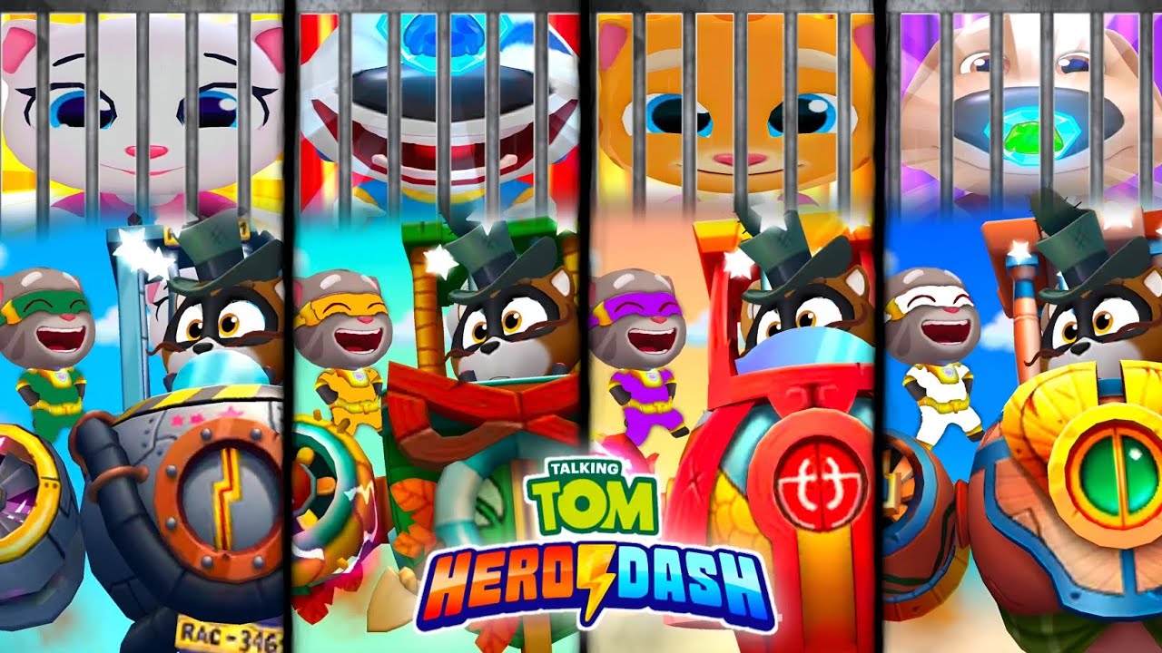 TALKING TOM HERO DASH : GREEN TOM, ORANGE TOM, PURPLE TOM, WHITE TOM ...