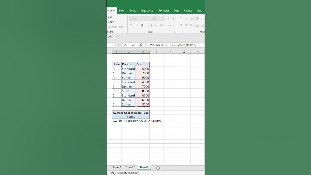 How To Use Averageif Function Excel Youtube
