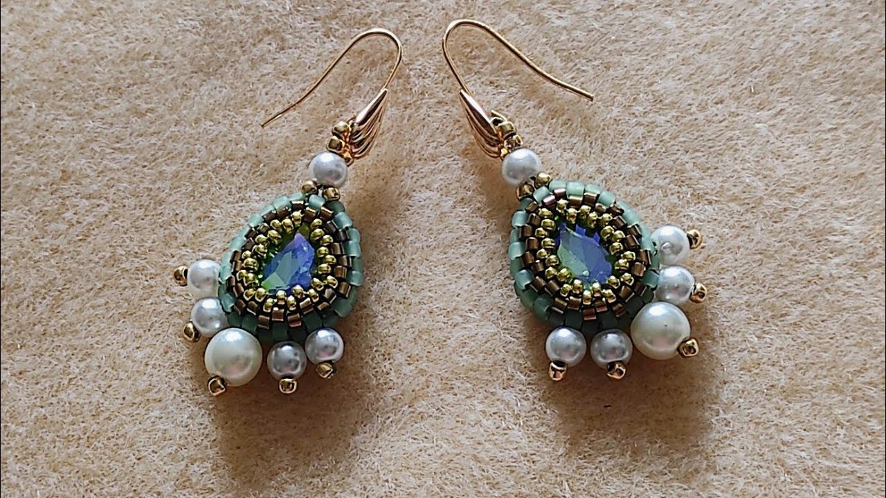 Peacock Earrings🦚| Teardrop crystals Bezeling Tutorial | SS Beads ...