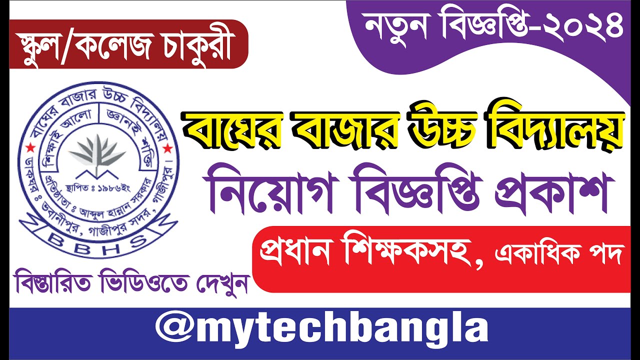 Bagher Bazar High School Job Circular 2024 | বাঘের বাজার উচ্চ বিদ্যালয় ...
