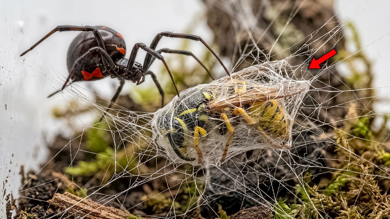 BLACK WIDOW and WASP | ULTRA-STICKY WEB in ACTION | NATURAL ENCOUNTER 🕸 ...