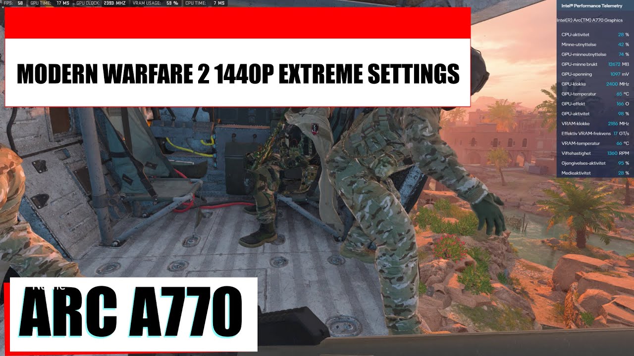 INTEL ARC A770 Modern Warfare 2 Extreme Settings 1440P with FPS counter ...