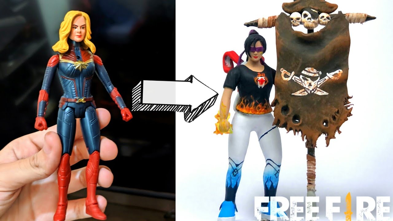 TRANSFORMANDO BONECO DE CAMELÔ EM SKIN DE FREE FIRE - Escultura de ...