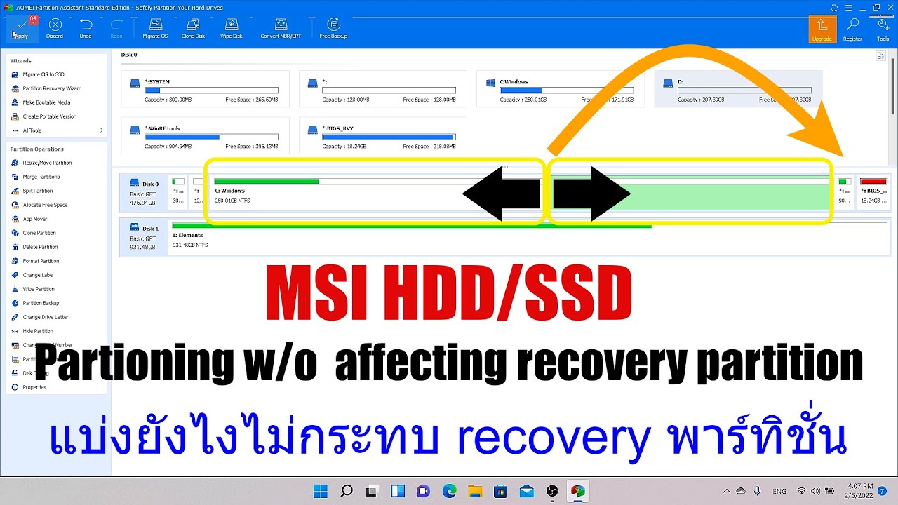 MSI HDD/SSD Partitioning w/o affecting recovery Partition แบ่งยังไงไม่ ...