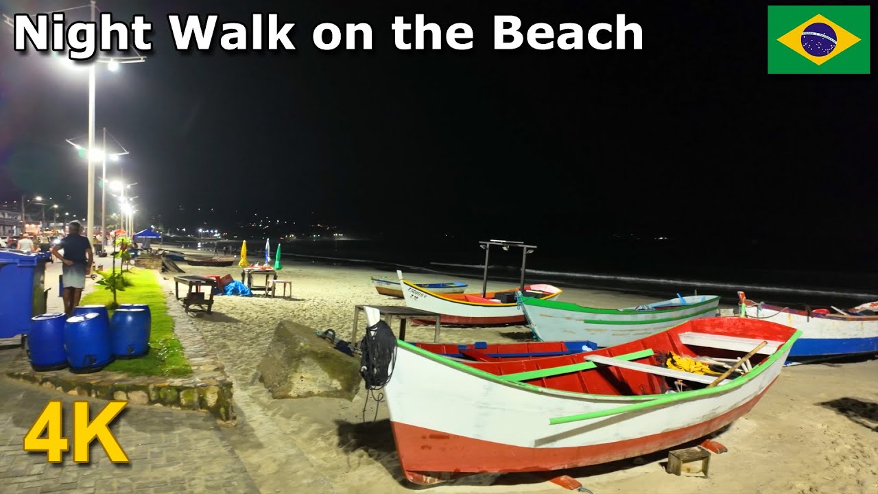 Relaxing Night Walk on a Stunning Brazilian Beach - Garopaba - SC [ 4K ...