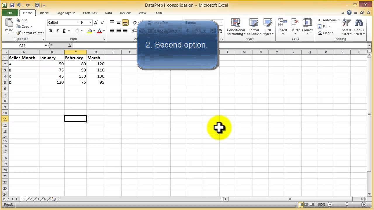 Excel 2010 Tutorial - Using Multiple Consolidation Ranges to create Pivot Table - YouTube
