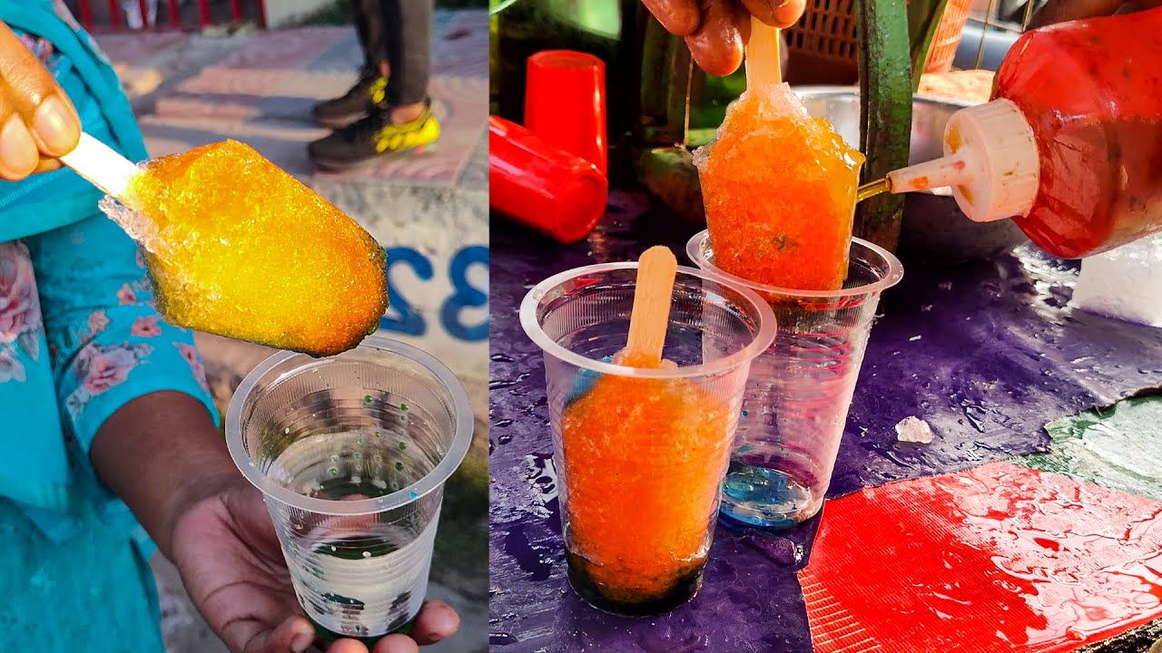 Ice gola (Baraf ka gola) | Crushed Ice Lollypop | Street Food India Ice ...