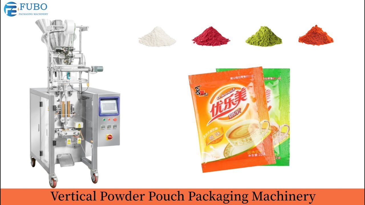 Vertical milk tea powder pouch packing machine (3 sides sealing bag ...