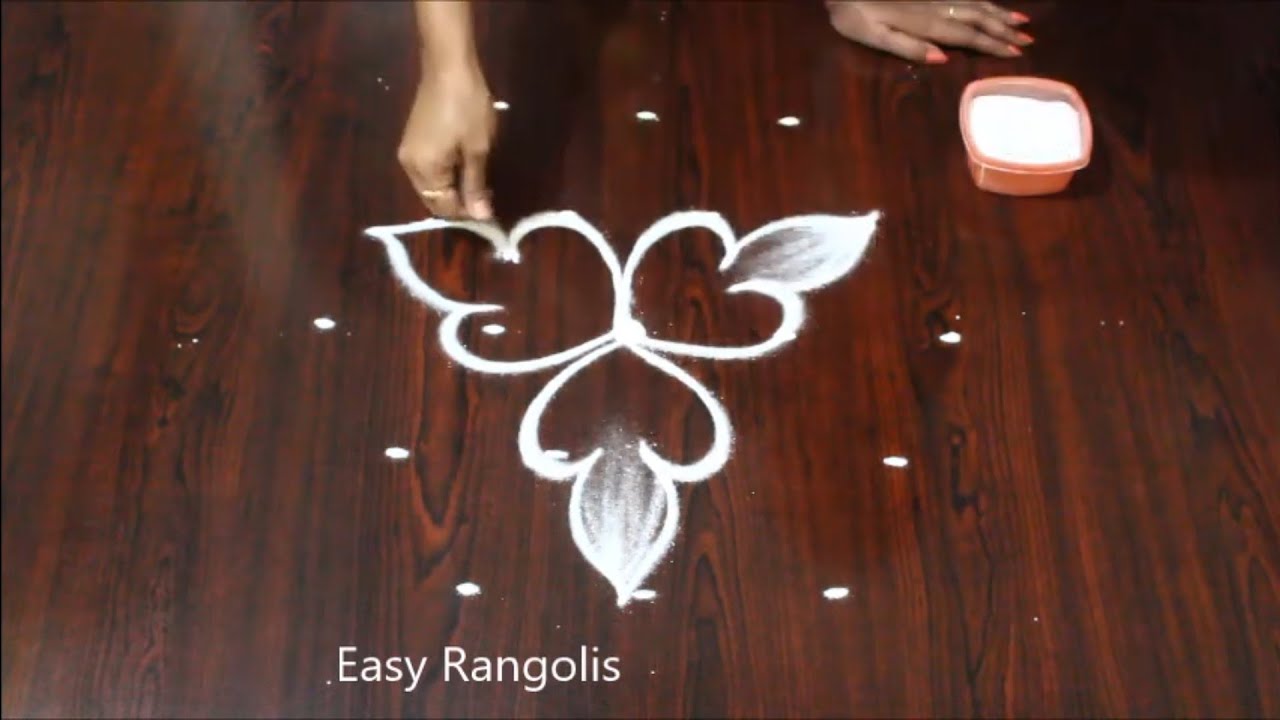 simple and easy rangoli design with 5 dot's - YouTube