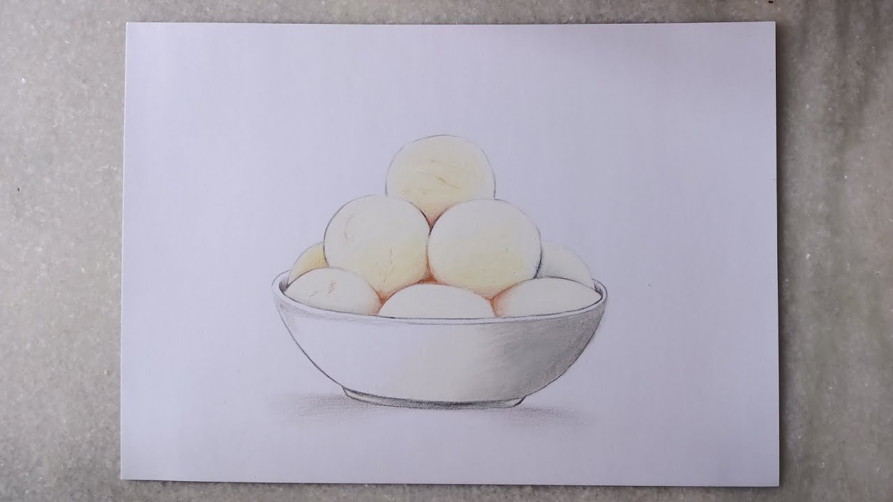 rasgulla drawing with Dom's coloured pencils | how to draw rasgulla ...