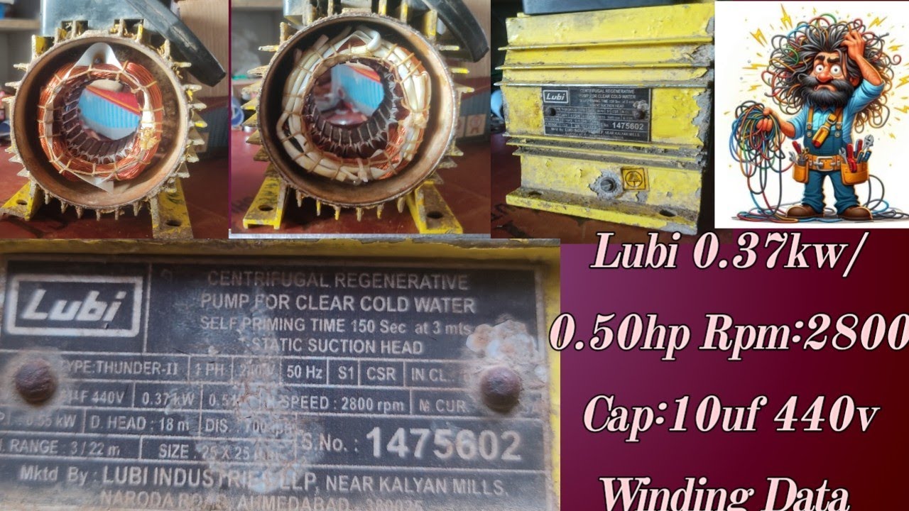Lubi 0.37kw/0.50hp Rpm:2800 Cap:10uf 440v Winding Data #Lubi #motar 0 ...