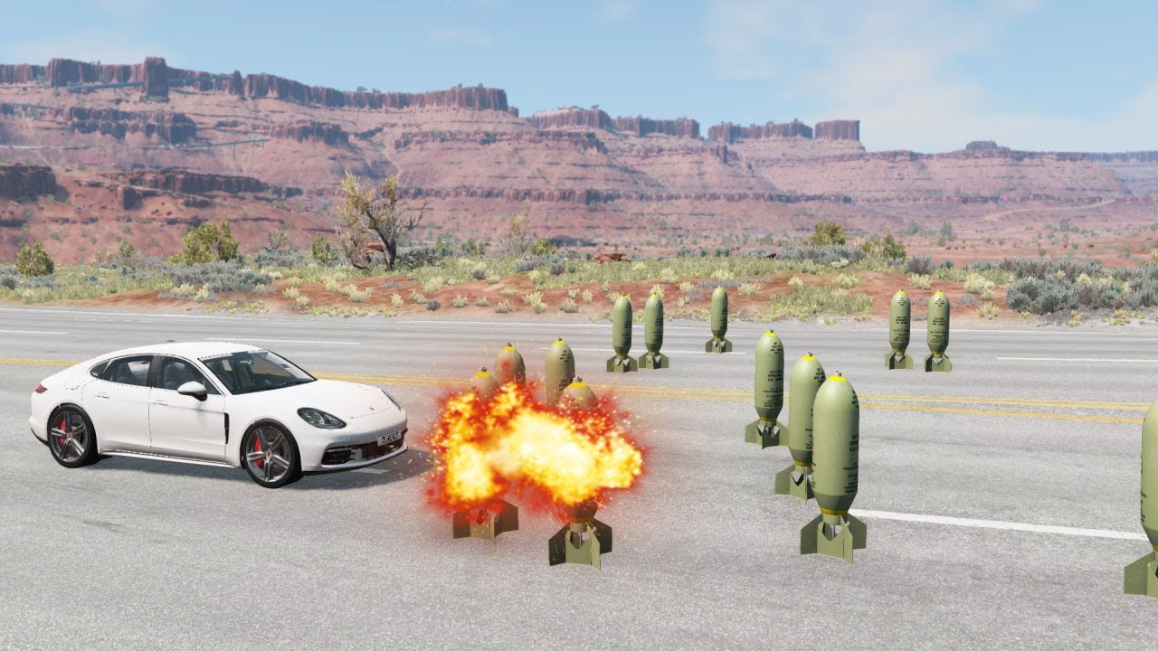 Porsche Panamera vs Nuclear Bomb😱 – BeamNG.Drive - YouTube