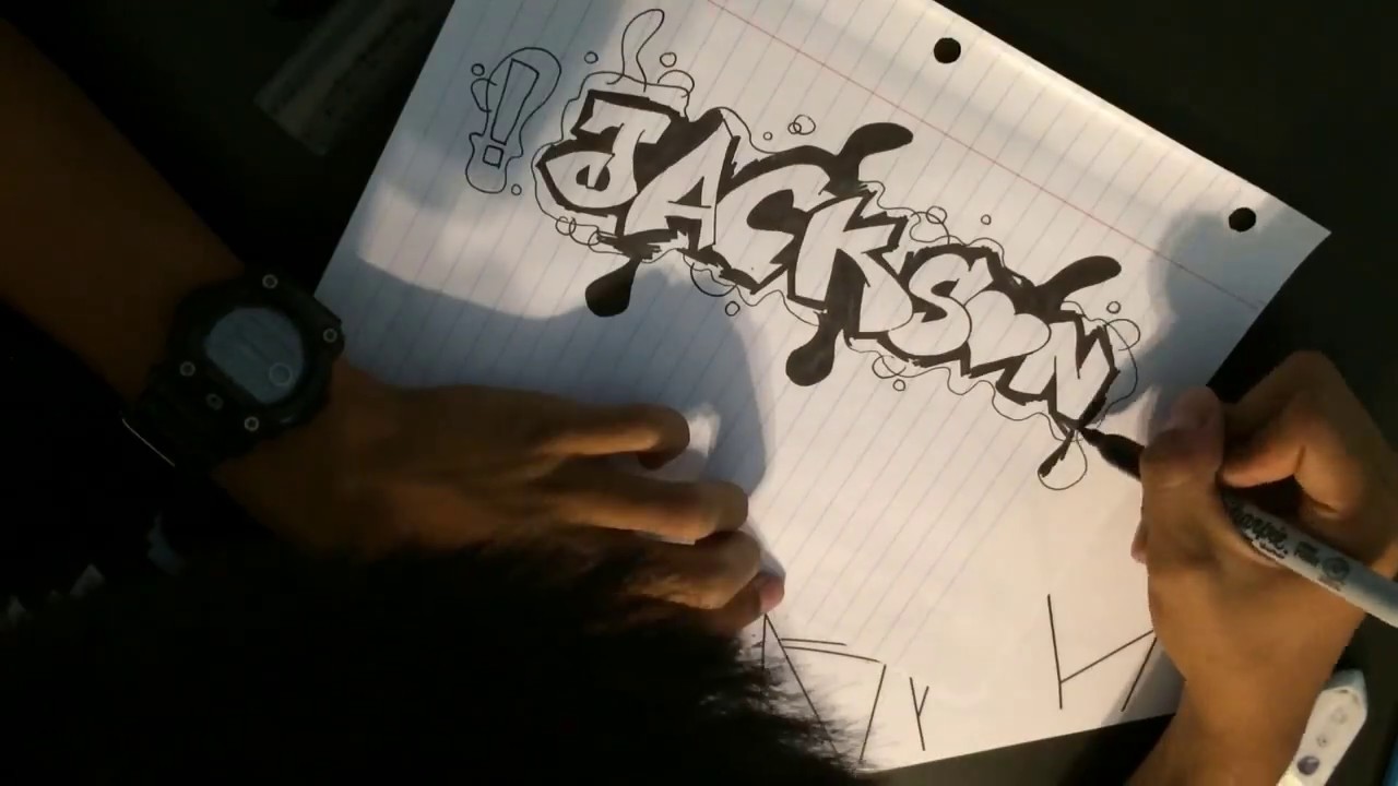 How to draw graffiti Jackson - YouTube