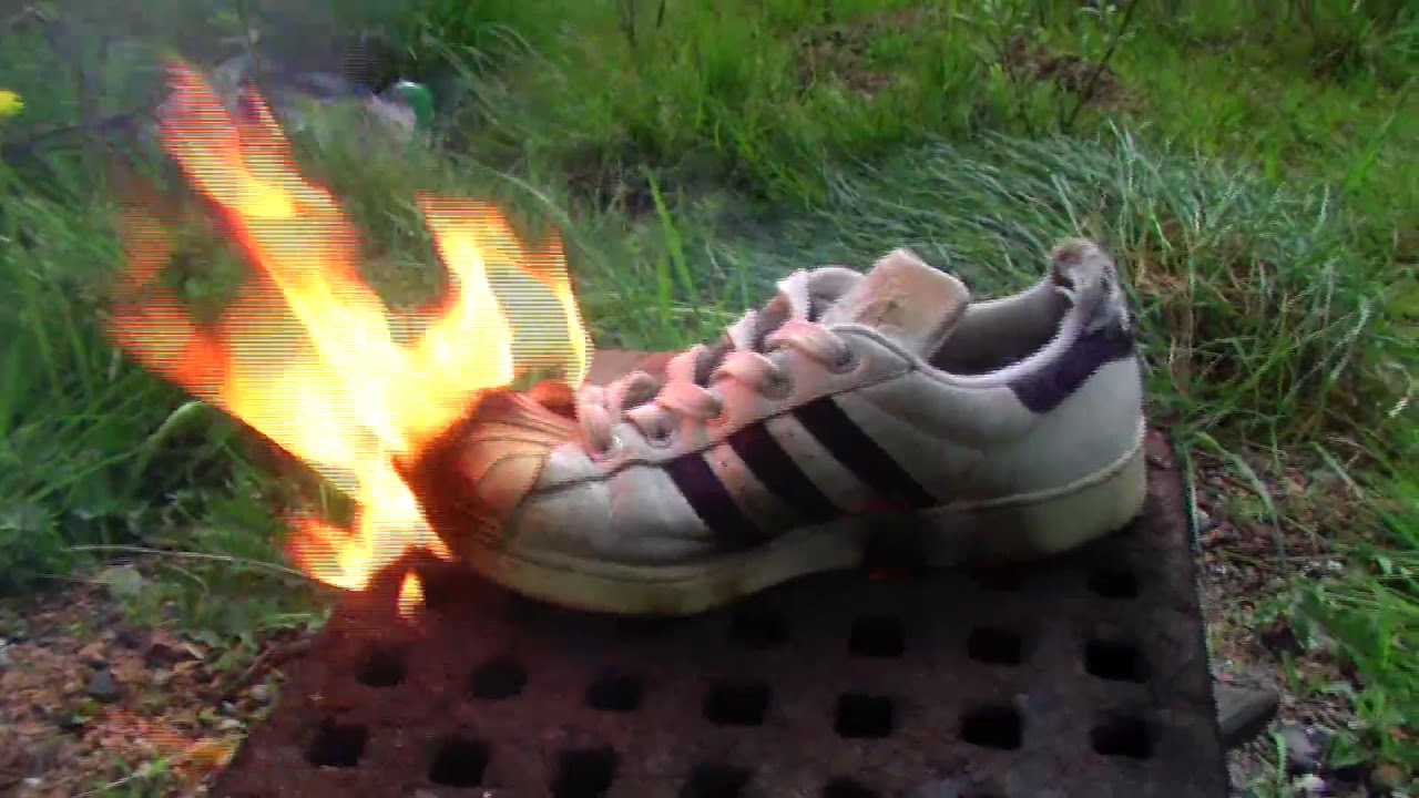 Adidas Superstar burn down - YouTube