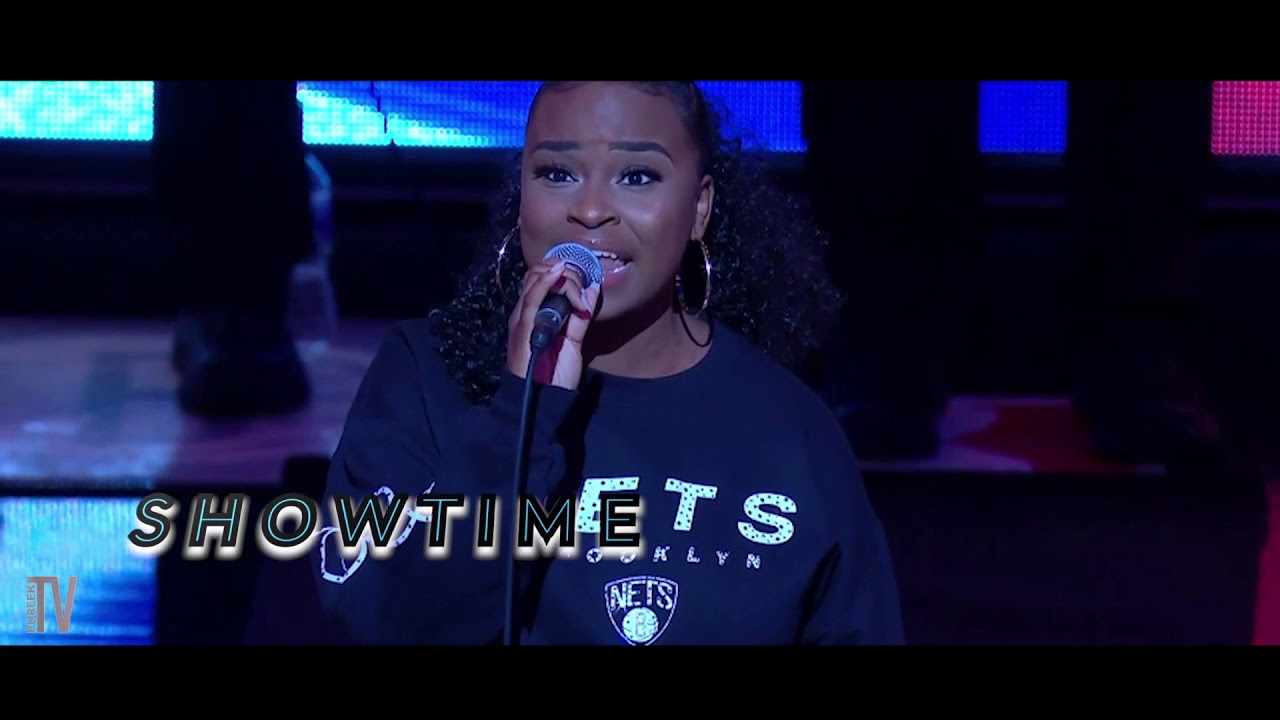 Maniya sings National Anthem at the Barclays - YouTube