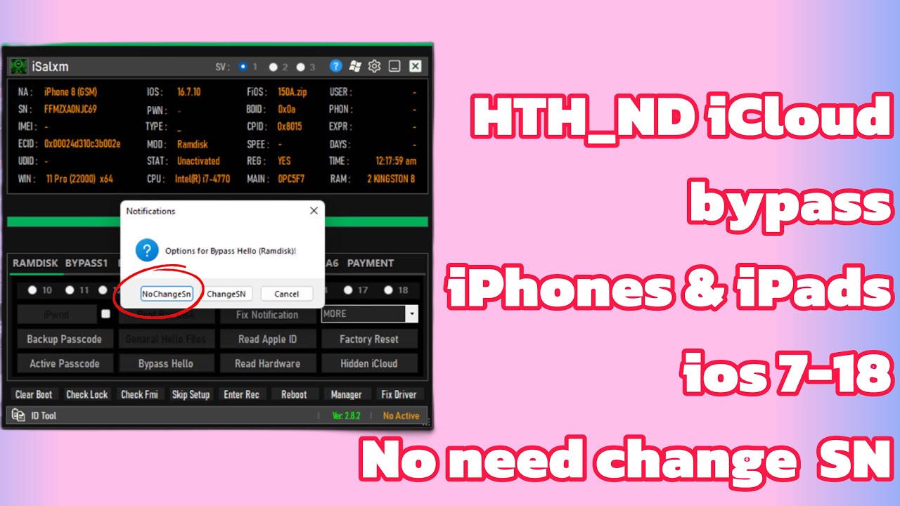 HTH_ND ramdisk icloud bypass | Bypass hello & Passcode | No need change ...