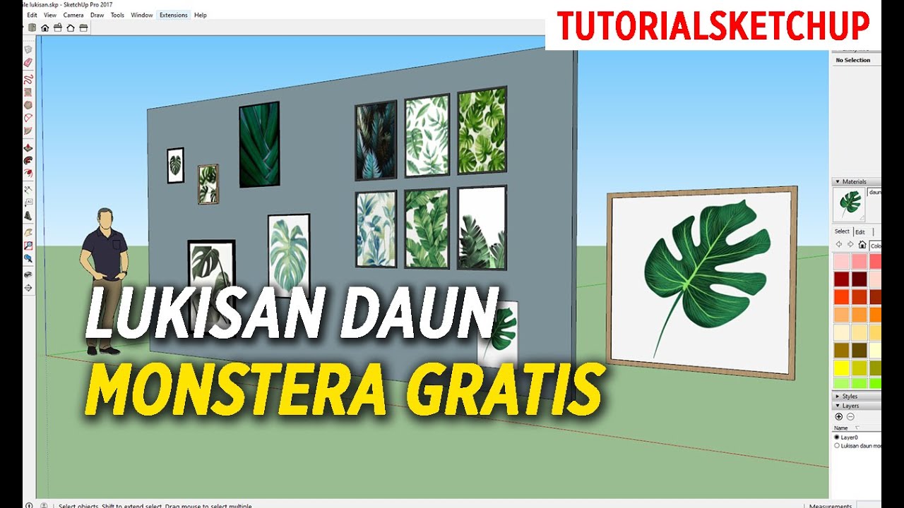 Lukisan Daun monstera Gratis - Sketchup File - YouTube