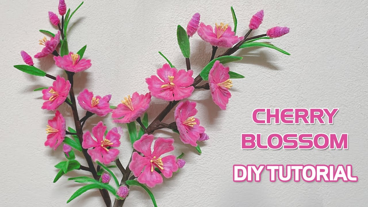 DIY Cherry Blossom: How to make beautiful Sakura Flowers using pipe ...
