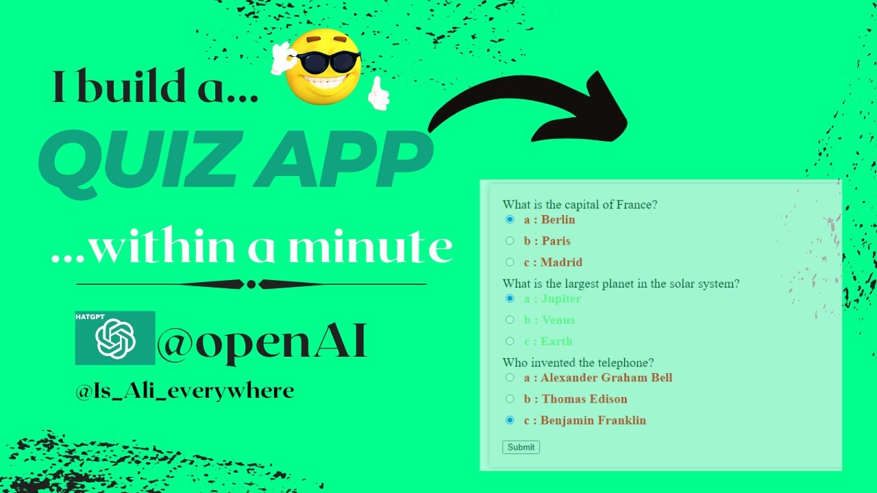Build A Quiz App In 1 Minute Using Chatgpt Openai Chatgpt Youtube