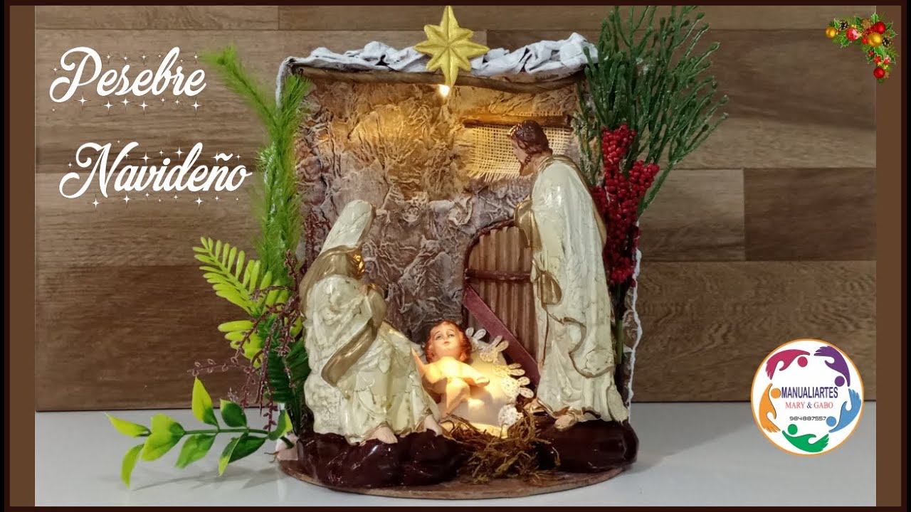 BELLO PESEBRE NAVIDEÑO /hecho con caja de cartón / fácil de hacer - YouTube
